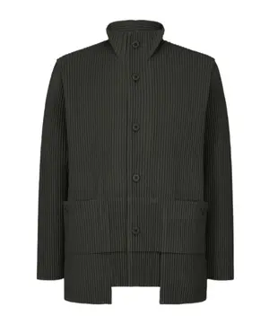 Issey Miyake Homme Plissé High-neck Pleated Jacket - Cola Ash