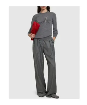 Coperni Knitted Crew Neck Sweater With Clasp Detailing