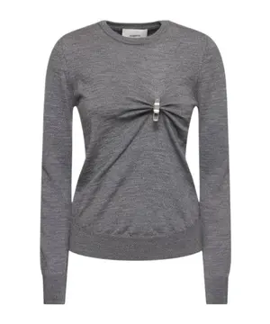 Coperni Knitted Crew Neck Sweater With Clasp Detailing