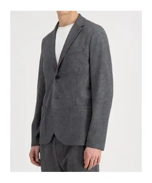 Harris Wharf London Blazer Vitale Barberis Houndstooth - Medium Gray