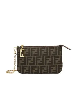 Fendi Jacquard Ff Monogram Shoulder Bag - Brown