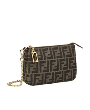 Fendi Jacquard Ff Monogram Shoulder Bag - Brown