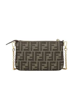 Fendi Jacquard Ff Monogram Shoulder Bag - Brown