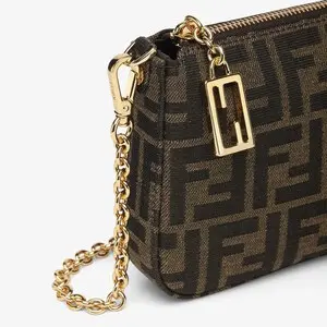 Fendi Jacquard Ff Monogram Shoulder Bag - Brown