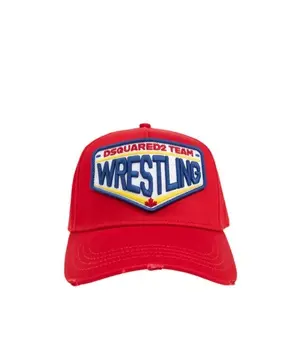 Dsquared2 Logo Patch Distressed Baseball Cap - Red
