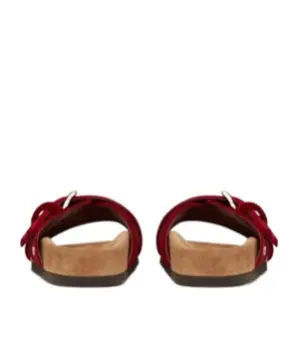 Valentino Garavani Fussfriend Velvet Slip-on Slides With Adjustable Buckle - Red