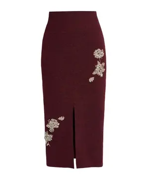 Erdem High Waist Skirt With Floral Embroidery