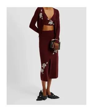 Erdem High Waist Skirt With Floral Embroidery