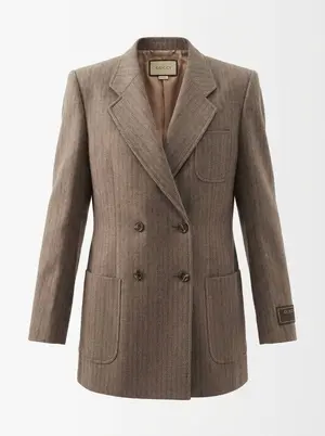 Gucci Double Breasted Herringbone Blazer