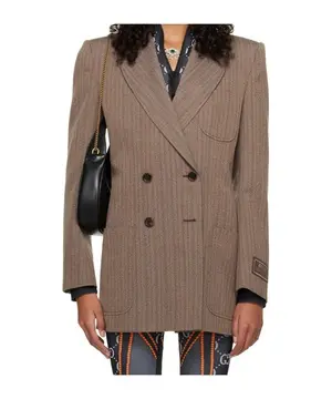 Gucci Double Breasted Herringbone Blazer