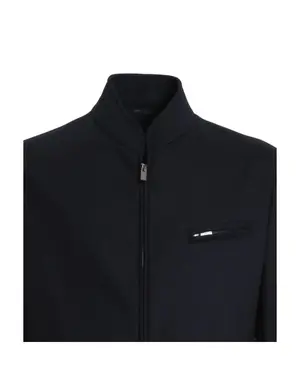 Emporio Armani Wool Stand Collar Zip-up Jacket