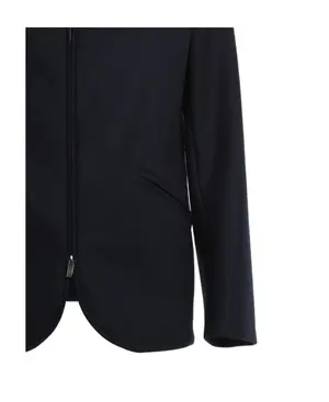 Emporio Armani Wool Stand Collar Zip-up Jacket