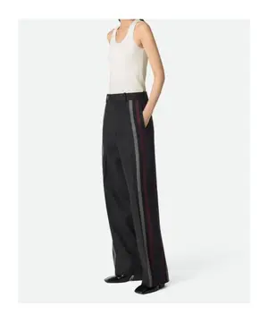 Bottega Veneta High Waist Wide Leg Pants With Side Stripes