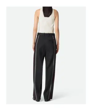 Bottega Veneta High Waist Wide Leg Pants With Side Stripes