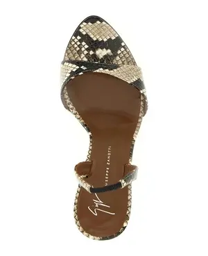 GIUSEPPE ZANOTTI 110mm Snakeskin-print High Heel Sandals - Gray