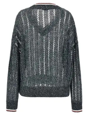 Brunello Cucinelli Metallic Openwork V-neck Jumper