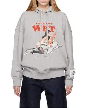 Stella McCartney Graphic Print Drawstring Hoodie - Light Gray