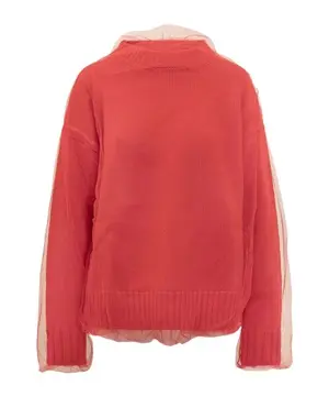 MSGM Crew Neck Tulle-overlay Jumper