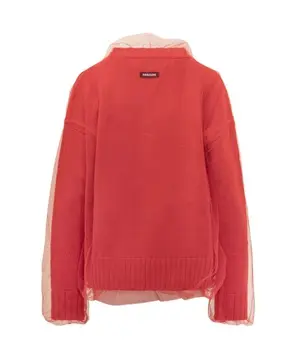 MSGM Crew Neck Tulle-overlay Jumper