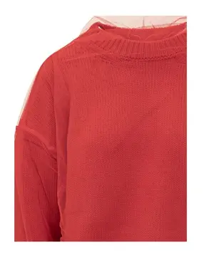 MSGM Crew Neck Tulle-overlay Jumper