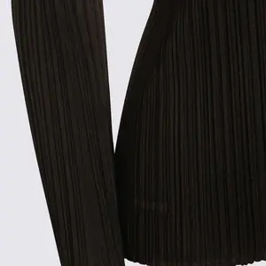 Issey Miyake Crewneck Pleated Top With Ruched Detailing