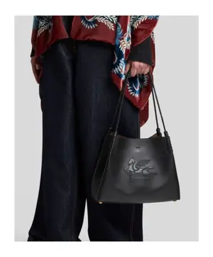 Etro Libra Pegaso Patch Small Tote Bag - Black
