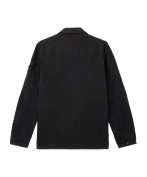 Stone Island Long-sleeved Shirt Jacket With Logo Patch - Black