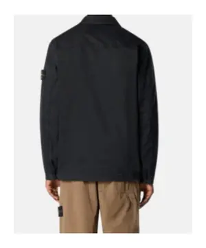 Stone Island Long-sleeved Shirt Jacket With Logo Patch - Black