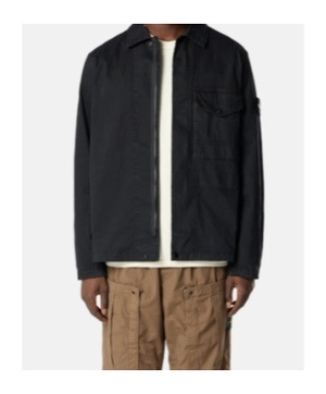 Stone Island Long-sleeved Shirt Jacket With Logo Patch
