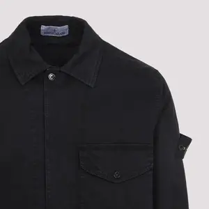Stone Island Long-sleeved Shirt Jacket With Logo Patch