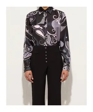 Emilio Pucci Orchidee Printed Long Sleeve Shirt - Black