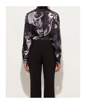 Emilio Pucci Orchidee Printed Long Sleeve Shirt - Black