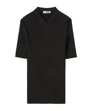 JIL SANDER V-neck Ribbed Knit Top