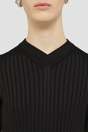 JIL SANDER V-neck Ribbed Knit Top