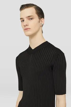JIL SANDER V-neck Ribbed Knit Top