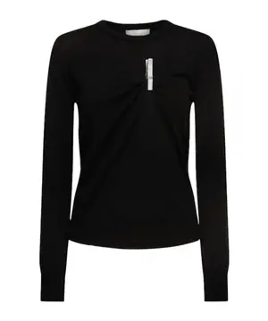 Coperni Knitted Crew Neck Sweater With Clasp Detail