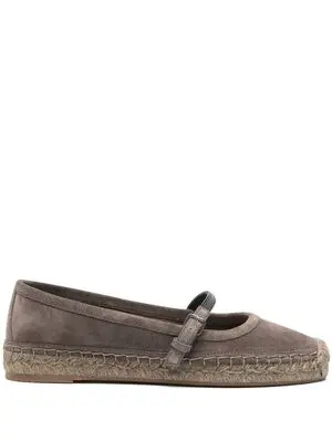 Brunello Cucinelli Suede Mary Jane Espadrilles With Strap Detailing