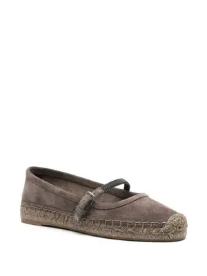 Brunello Cucinelli Suede Mary Jane Espadrilles With Strap Detailing