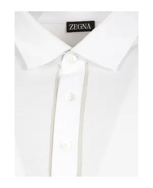 Zegna Buttoned Piped-trim Polo Shirt