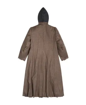 Balenciaga Houndstooth Button Coat With Drawstring Hood
