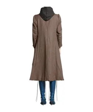 Balenciaga Houndstooth Button Coat With Drawstring Hood