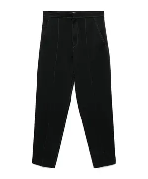 Brunello Cucinelli Satin Trousers With Stitching Detail - Black