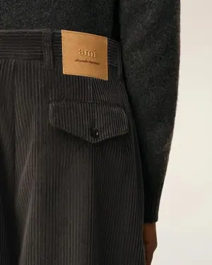 AMI Paris Pleated Cuffed Trousers - Anthracite
