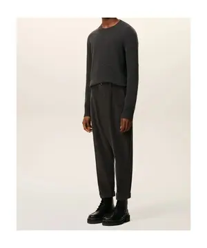 AMI Paris Pleated Cuffed Trousers - Anthracite