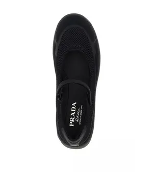 Prada Round-toe Mesh Ballerinas With Adjustable Strap