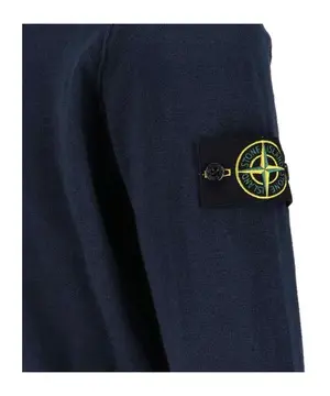 Stone Island Logo Patch Crewneck Jumper - Blue