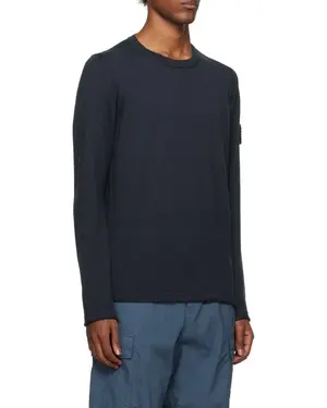 Stone Island Logo Patch Crewneck Jumper - Blue