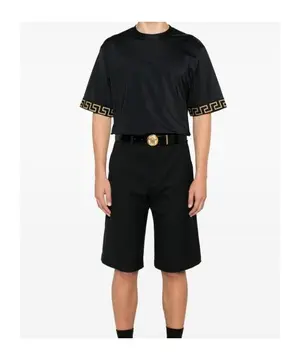 Versace Greca-trim Crewneck T-shirt - Black