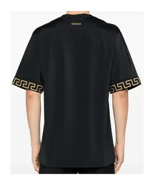 Versace Greca-trim Crewneck T-shirt - Black