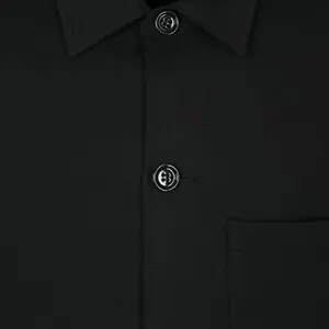 Hugo Boss Relaxed-fit Button-up Jacket With Lapel And Chest Pocket - Black